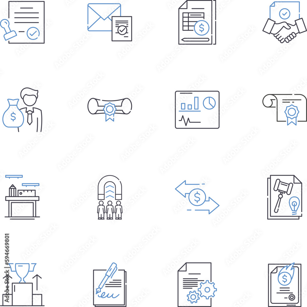 Discipline line icons collection. Control, Authority, Regulation, Order ...