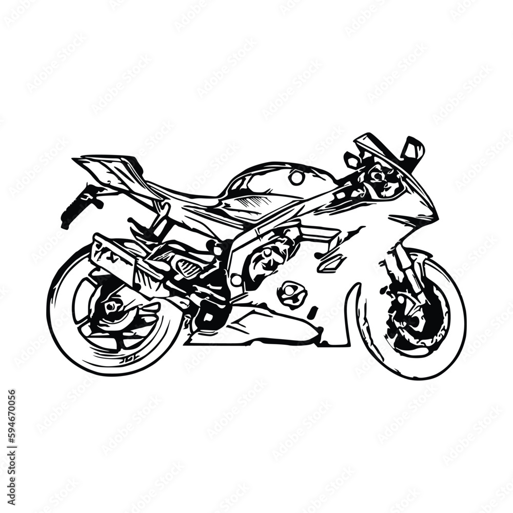 Motorcycle vector illustration, Motorcycle coloring page for book and ...