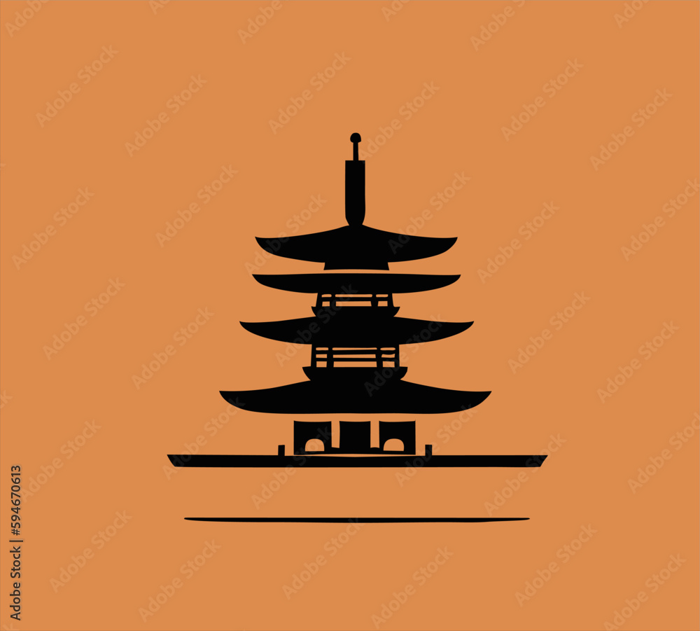 sensoji temple vector design japan silhouette icon template logo vector ...