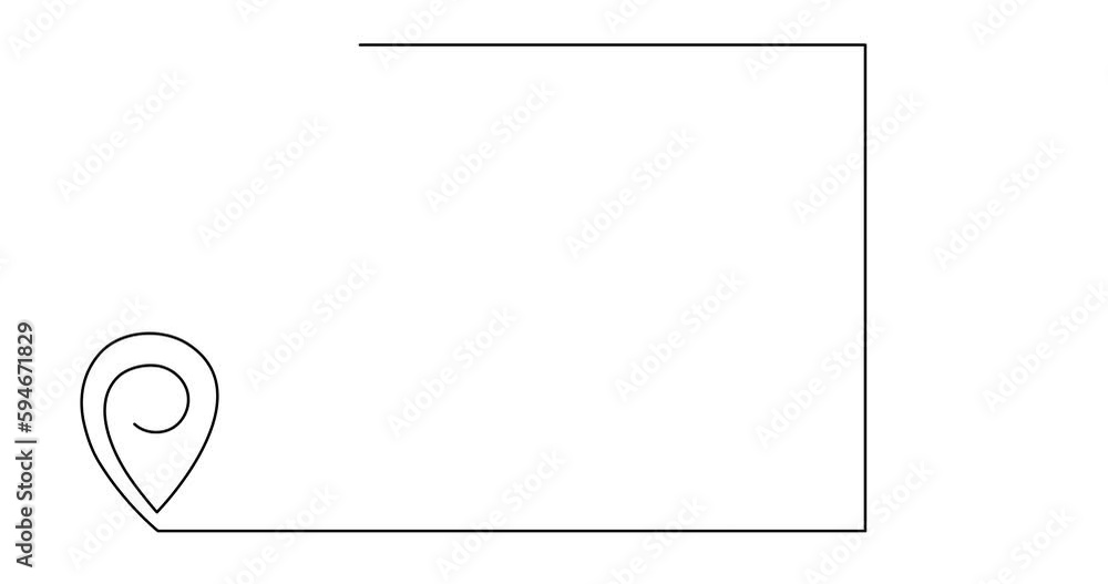 Pointing location at map one line art animation,hand drawn way ...