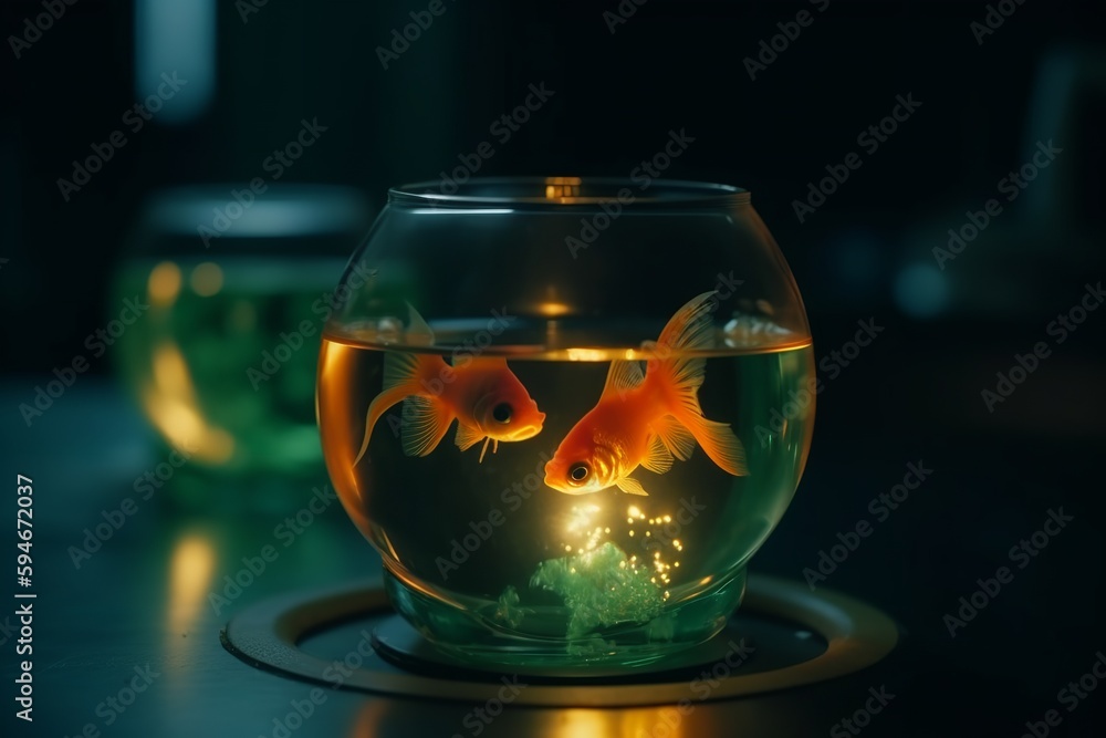 Fiery Goldfish Duo: A Spectacular Display of Green Flames in a Circular ...