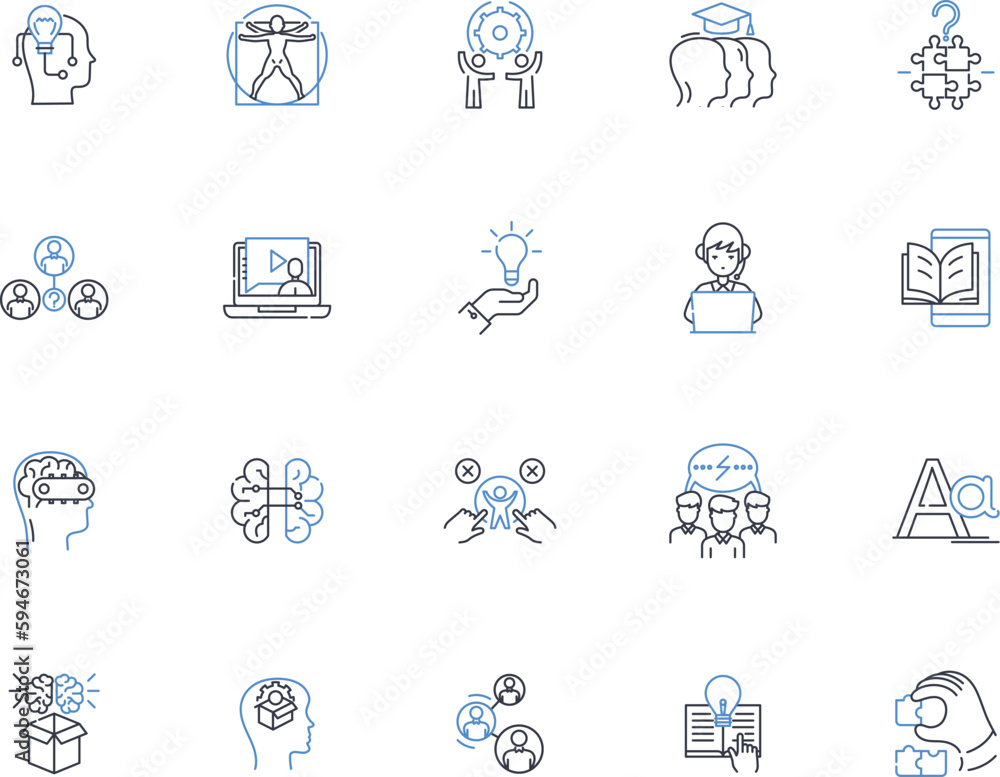Thought process line icons collection. Contemplation, Reflection ...