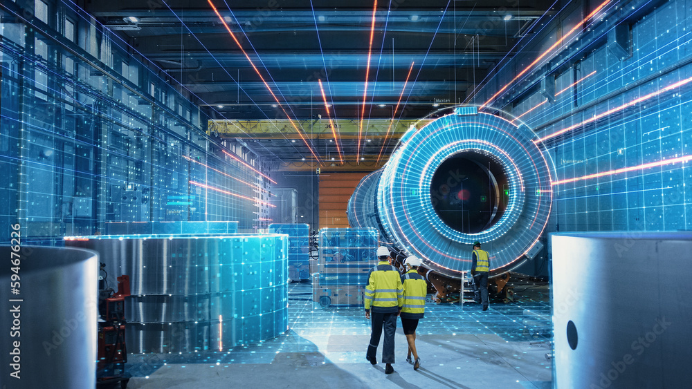 Futuristic Technology Concept: Team of Engineers and Professionals ...