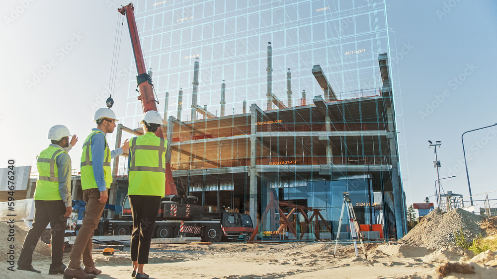 Real Estate Project Construction Site with Architectural Engineer ...