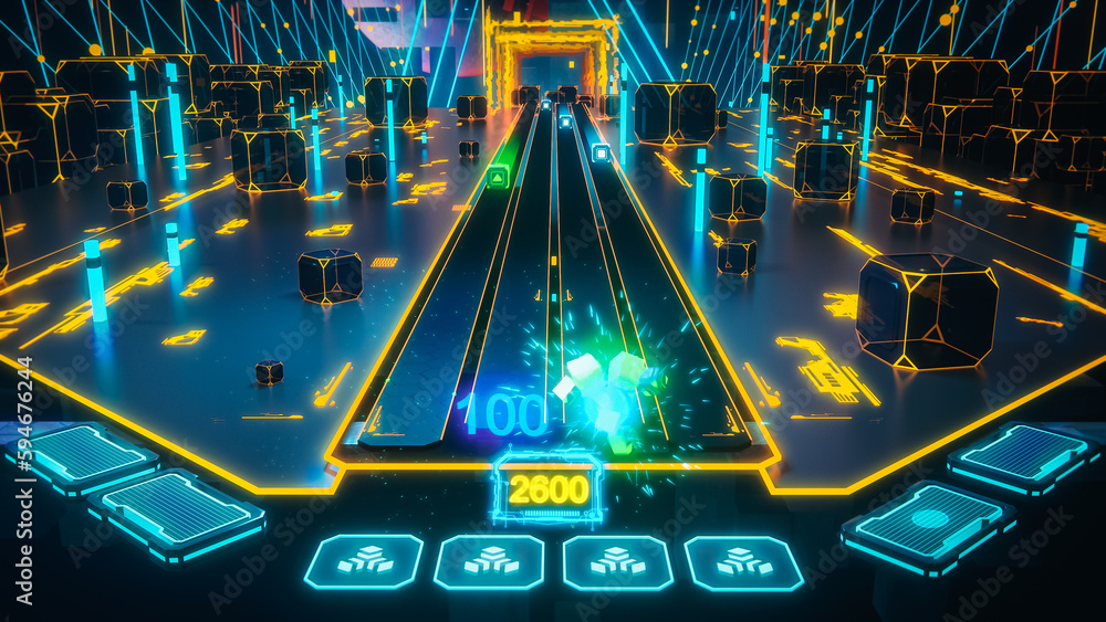 Advanced 3D Edit: Action Virtual Arcade Video Game, Shooting Cubes in ...