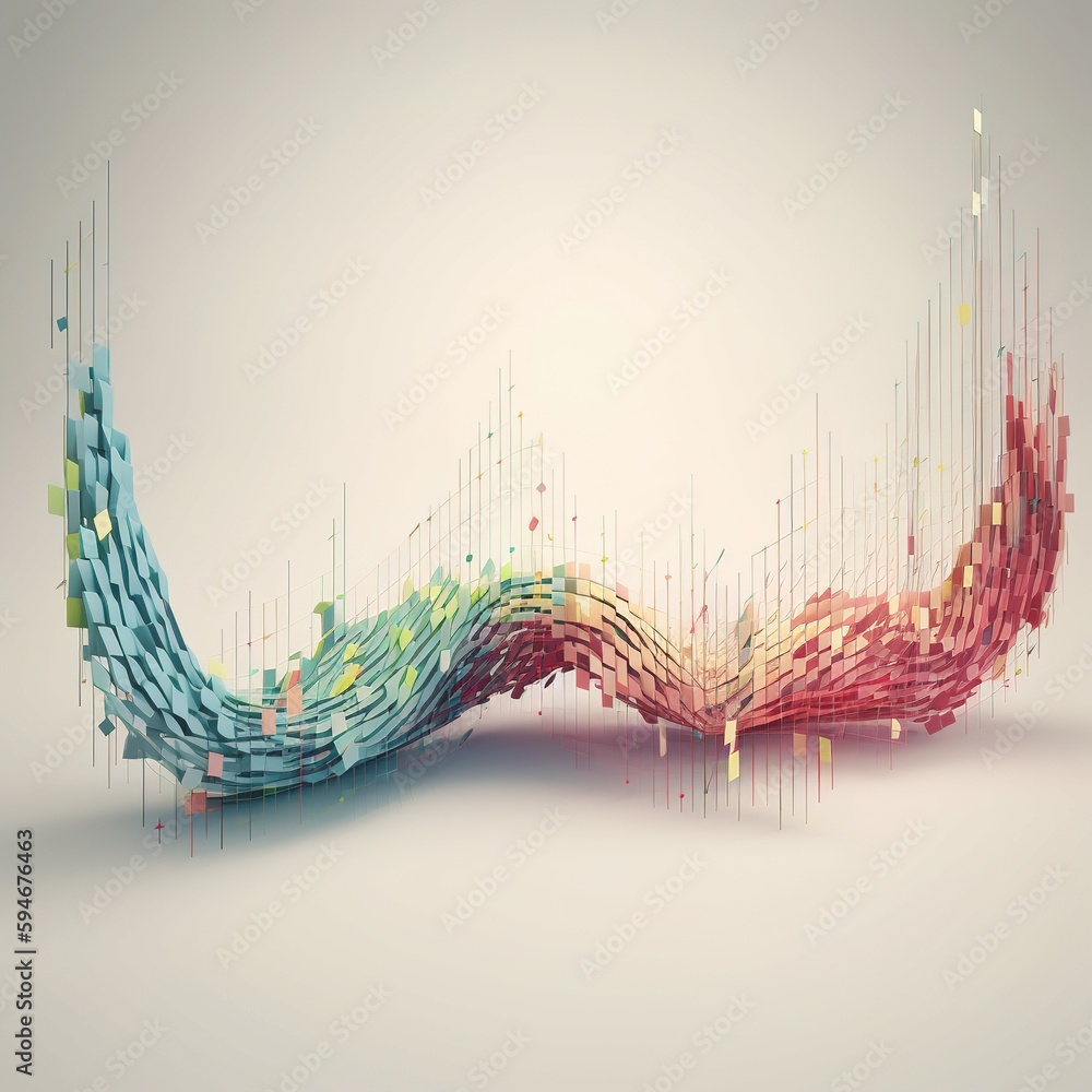 Digital abstract multicolored curve chart on grey background ...