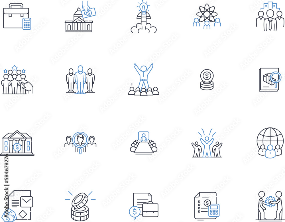 Intercontinental economy line icons collection. Globalization, Trade ...