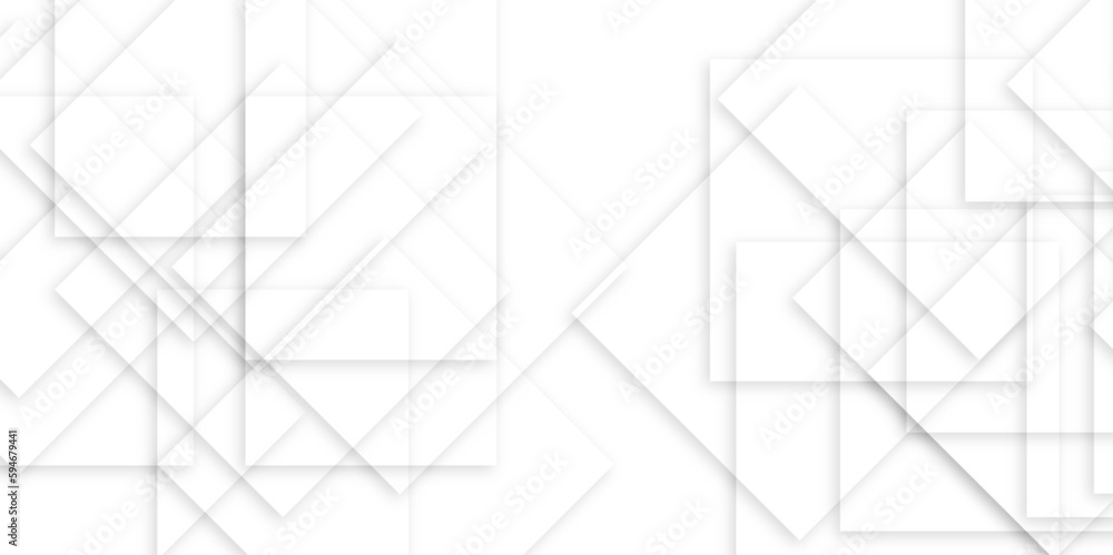 Abstract white and grey square lines and technology modern background ...