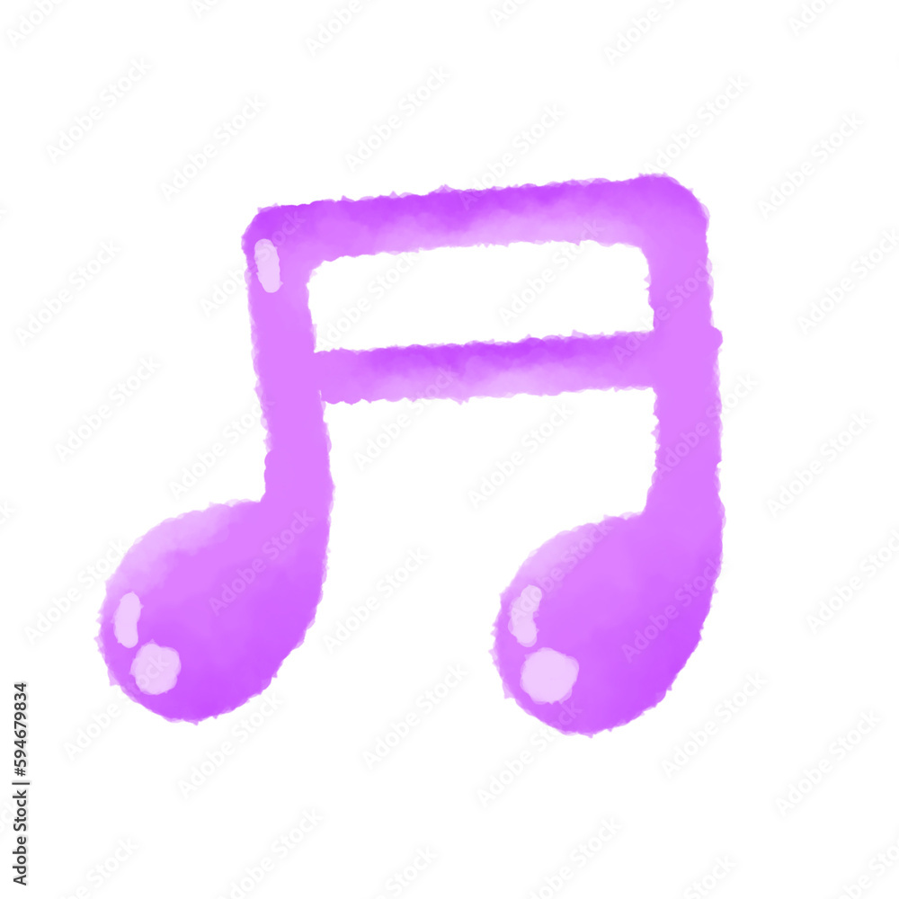 Hand-painted cartoon characters, purple music notes, clear background ...