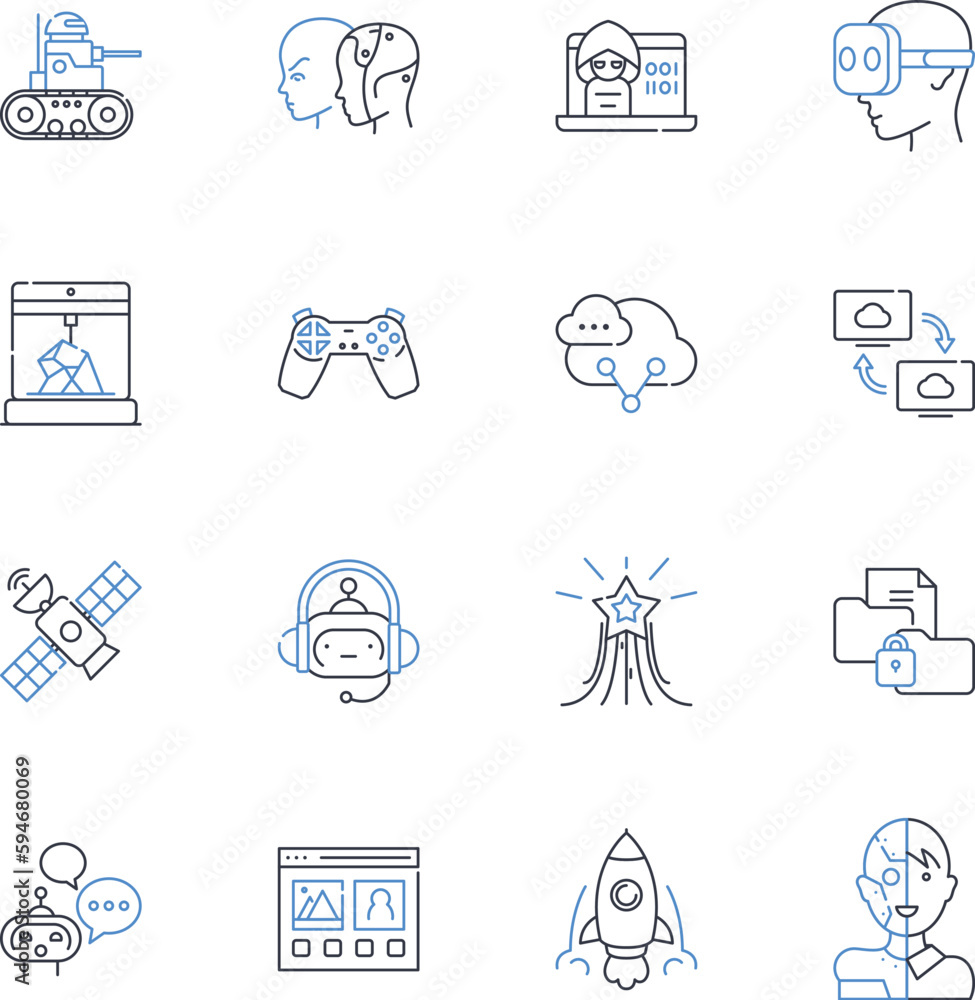 Cyber safety line icons collection. Malware, Phishing, Encryption, Firewall, Spam, Viruses ...