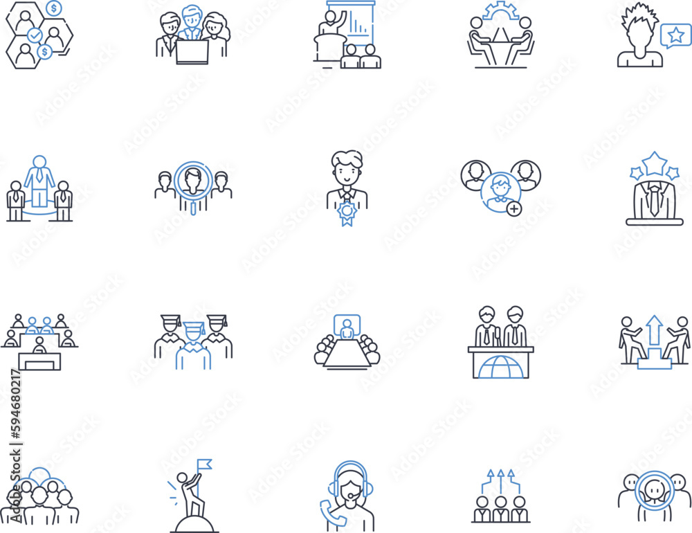Executive supervision line icons collection. Leadership, Management, Oversight, Direction ...