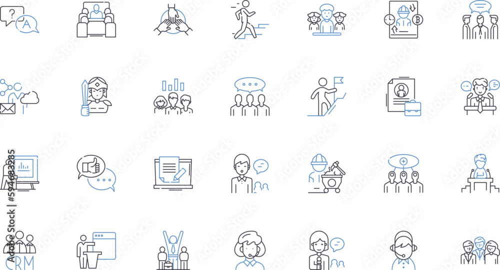 Work structure line icons collection. Hierarchy, Organization ...