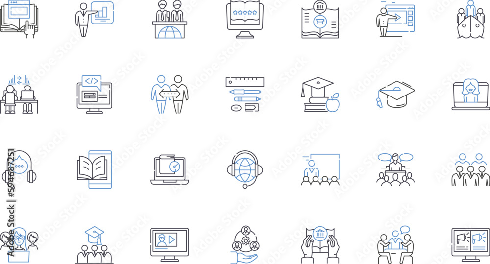 Schooling line icons collection. Education, Learning, Classroom ...