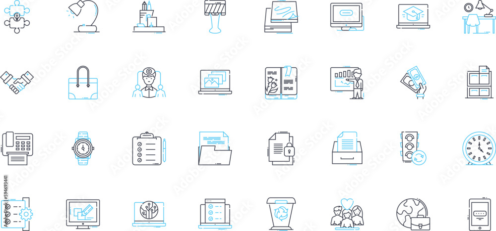 Legal entity linear icons set. Corporation, Partnership, Business ...