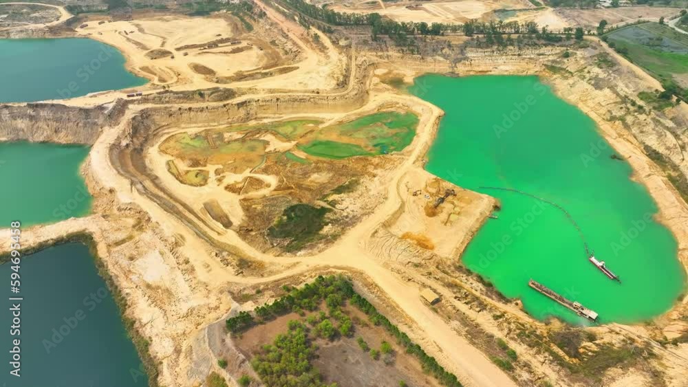 Sand quarries from aerial view, Some quarries are long and narrow ...