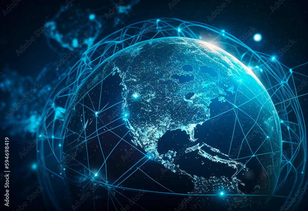 Global network concept. World map point. Global network planet Earth ...