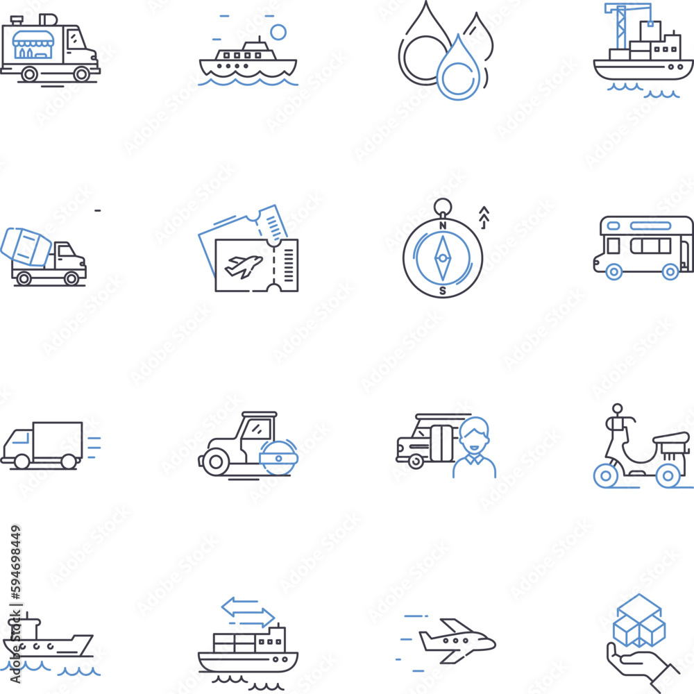 Transferring line icons collection. Transferability, Migration ...