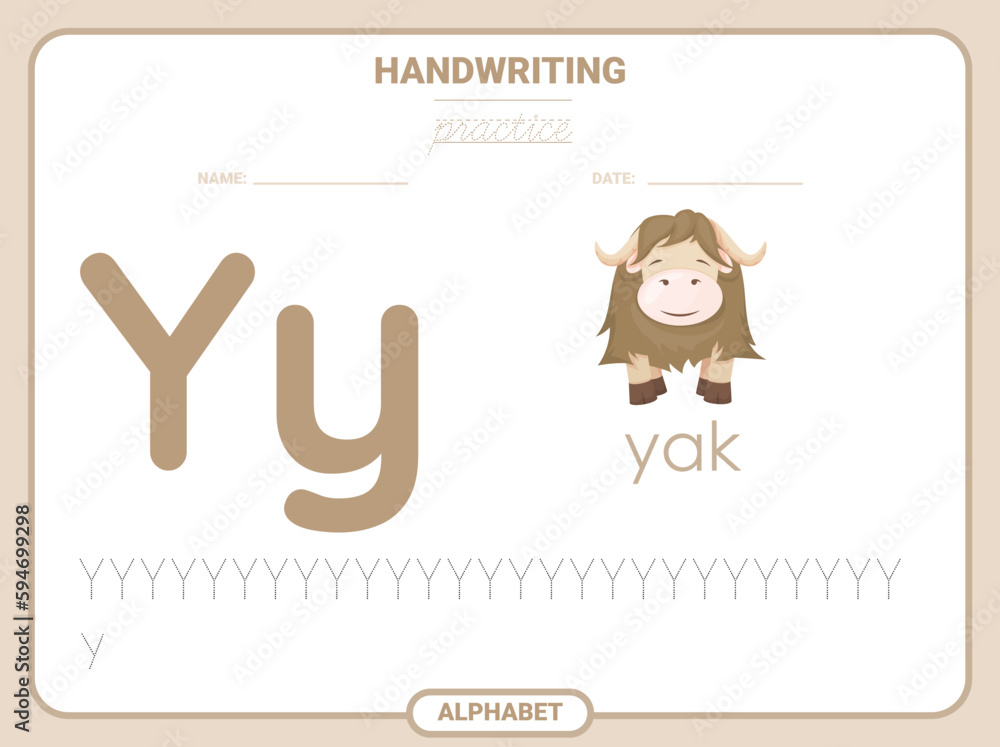 Alphabet tracing practice Letter Y. Tracing practice worksheet ...