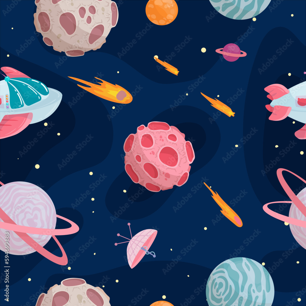 Grafika wektorowa Stock: UFOs, spaceships, rockets. Solar system ... Grafika wektorowa Stock: UFOs, spaceships, rockets. Solar system ...