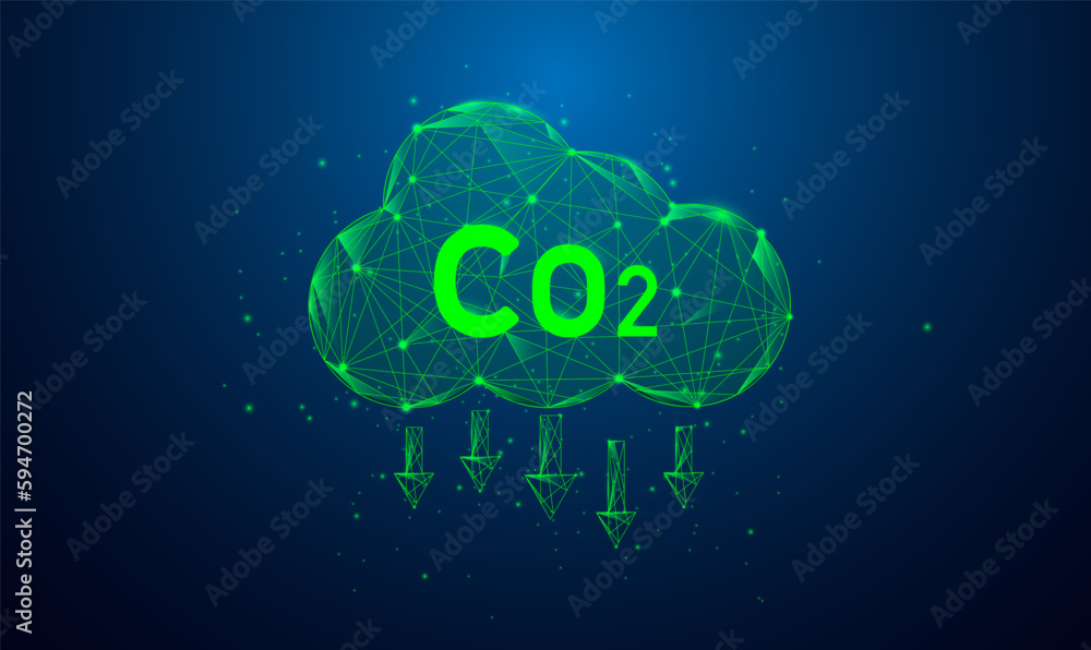 Reduce CO2 emission carbon and reduction gas greenhouse concept in ...