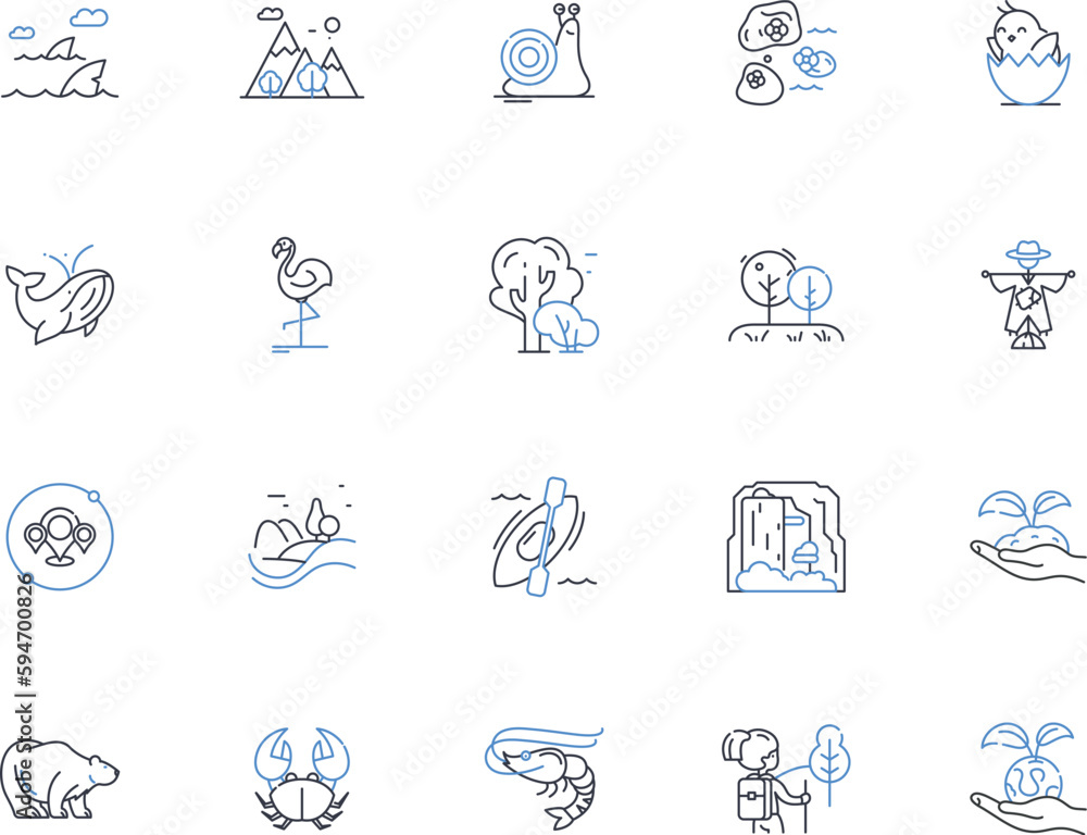 Majestic fauna line icons collection. Elephant, Lion, Tiger, Giraffe ...