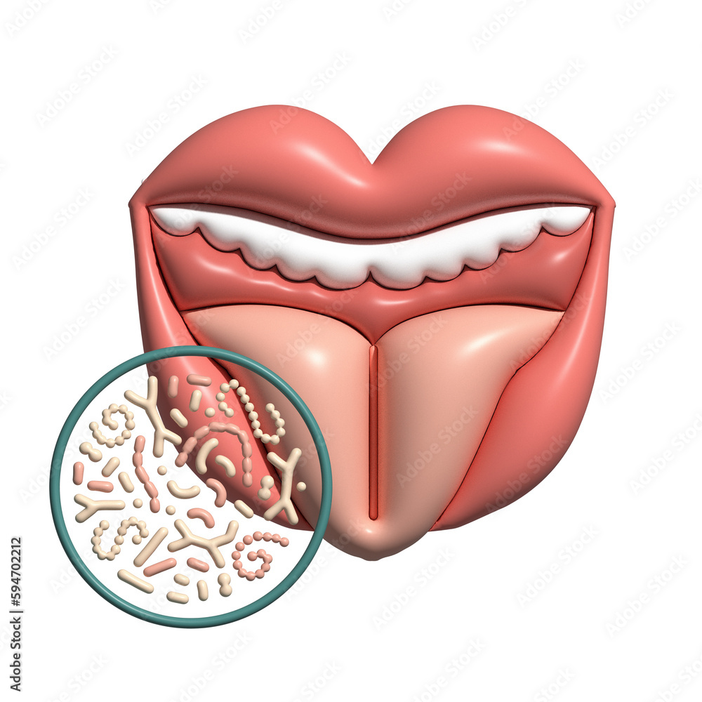 3d Render Human Oral Microbiome Isolated Concept Healthy Probiotic