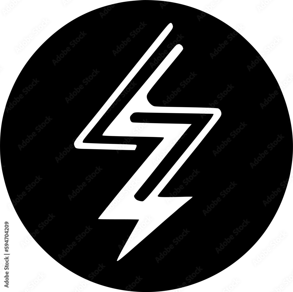 black round energy recharge icon, simple renewable power flat design ...