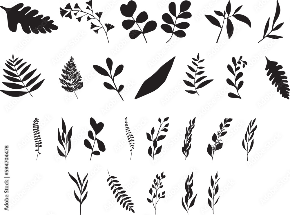 Leaves Vector File, Vector Bundle File-Cut File-Vector Clip Art Stock ...