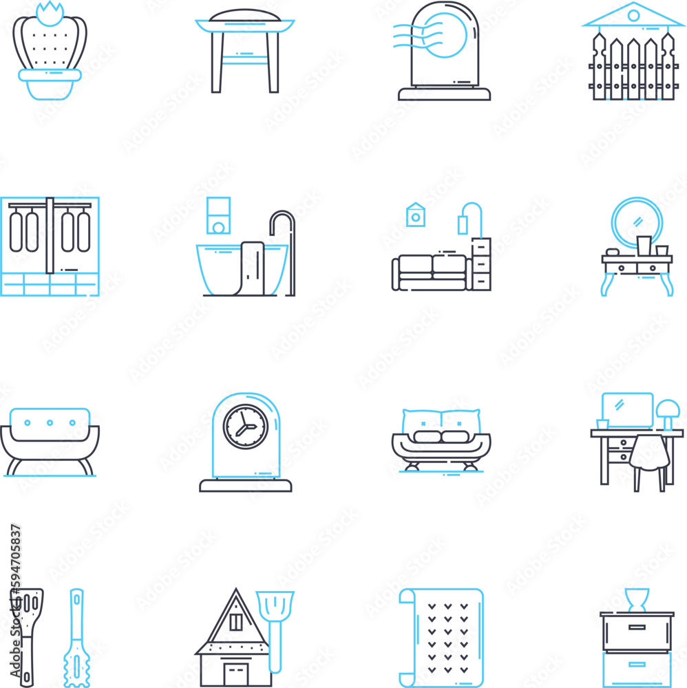Landscape architecture linear icons set. Design, Environment ...