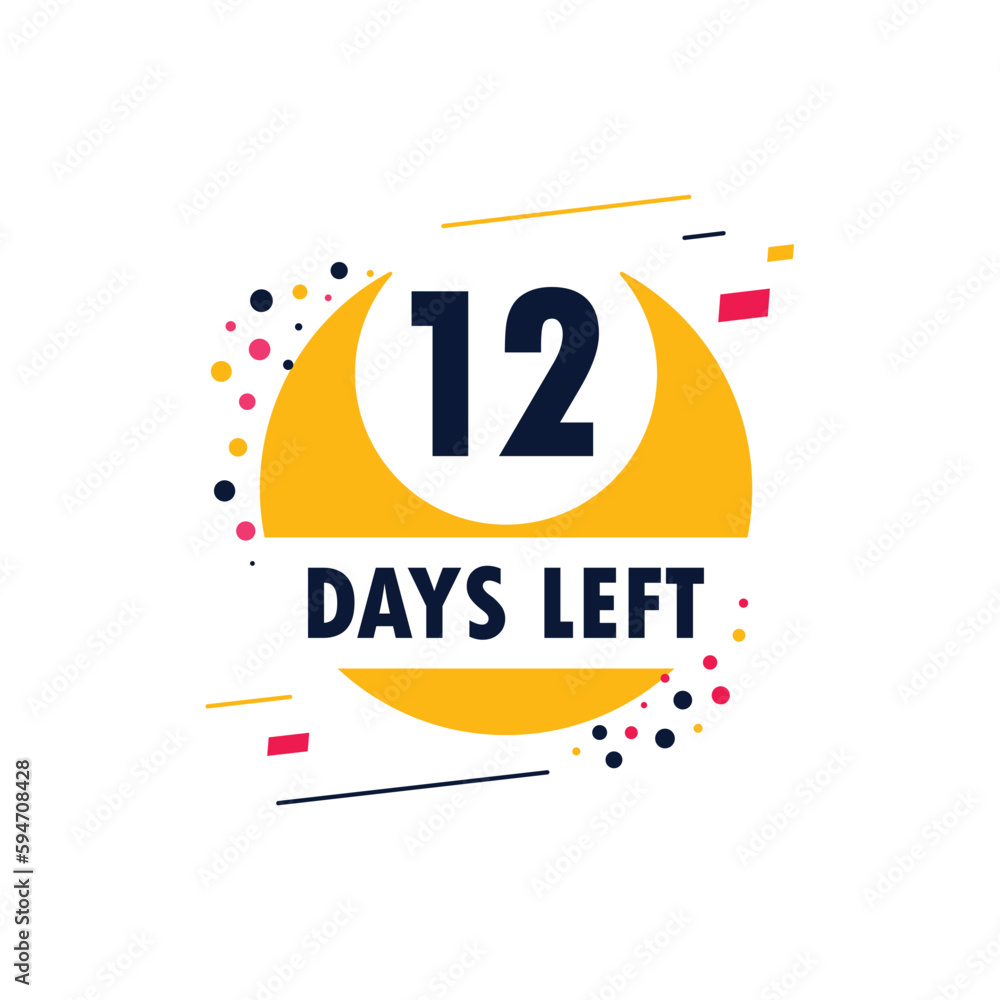 twelve days left icon. Offer countdown date number. Abstract banner ...