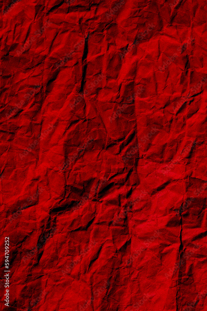 Wrinkled red paper texture background. Crumpled vertical paper surface ...