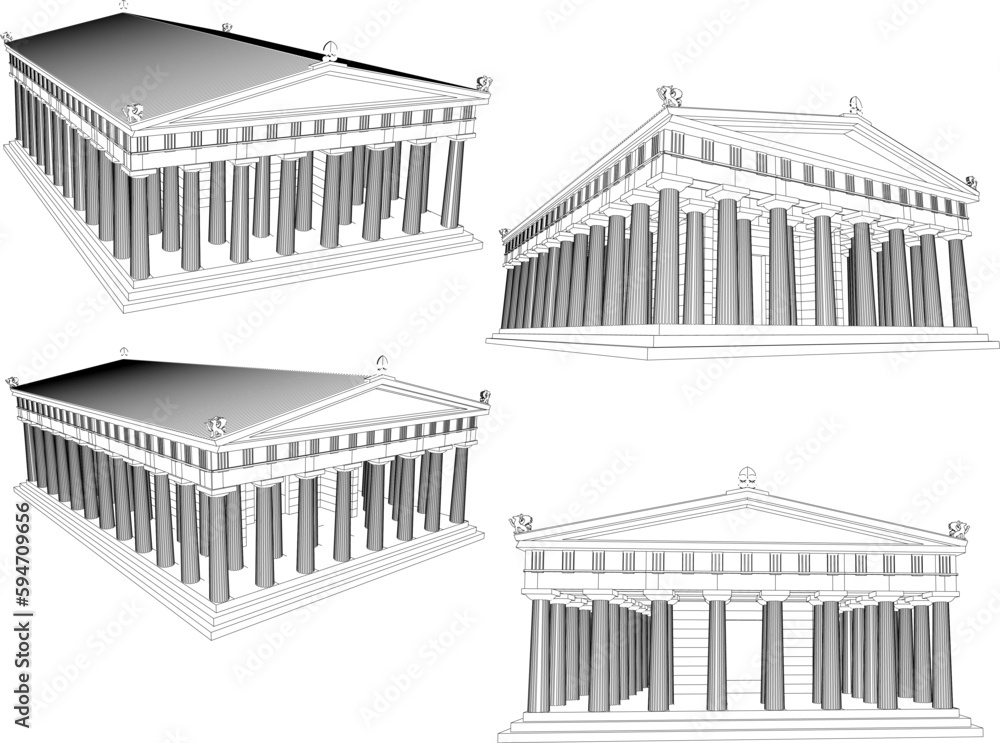Greek holy roman temple cartoon illustration vector sketch Stock Vector ...