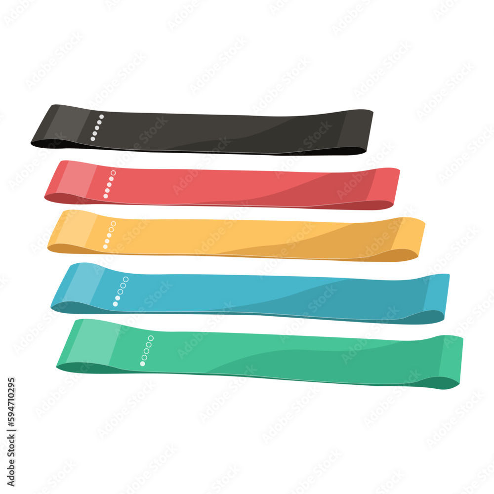 Vector illustration of a set of multi-colored elastic latex expanders ...