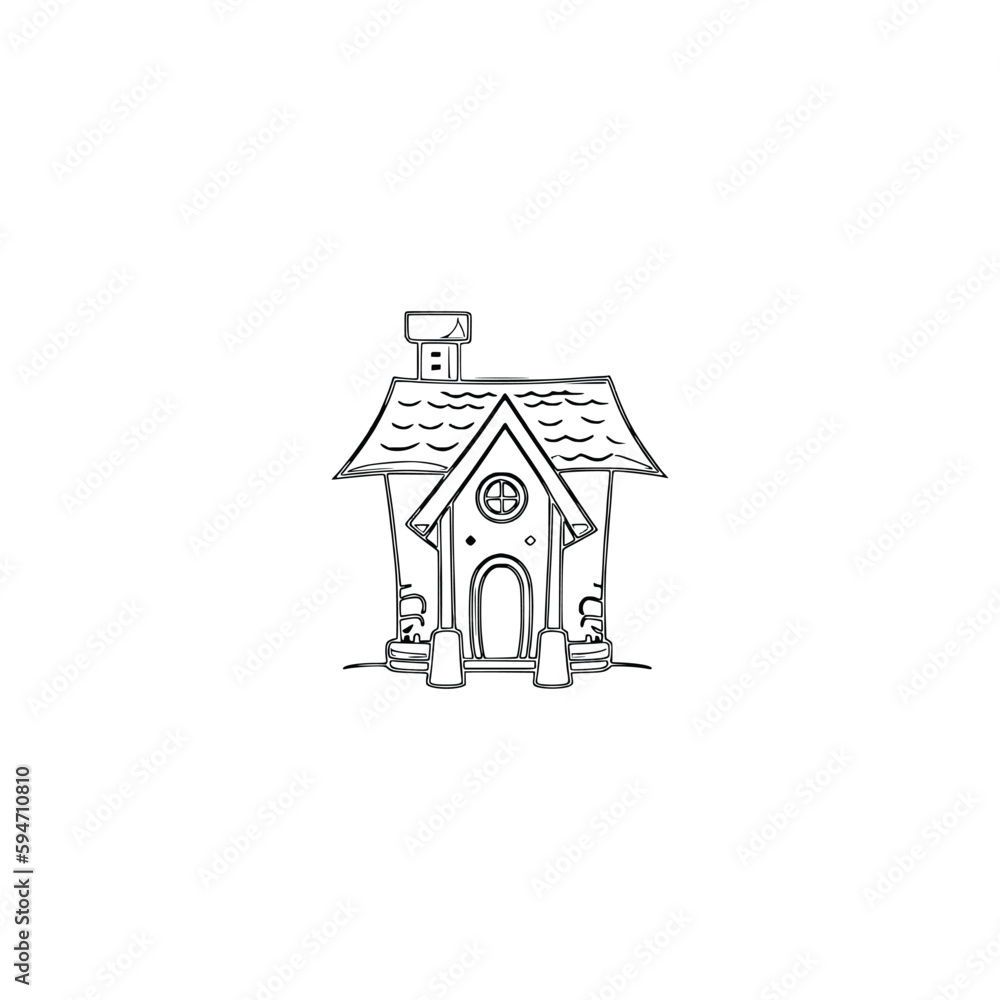 House coloring page, House line art, House coloring book for kids ...