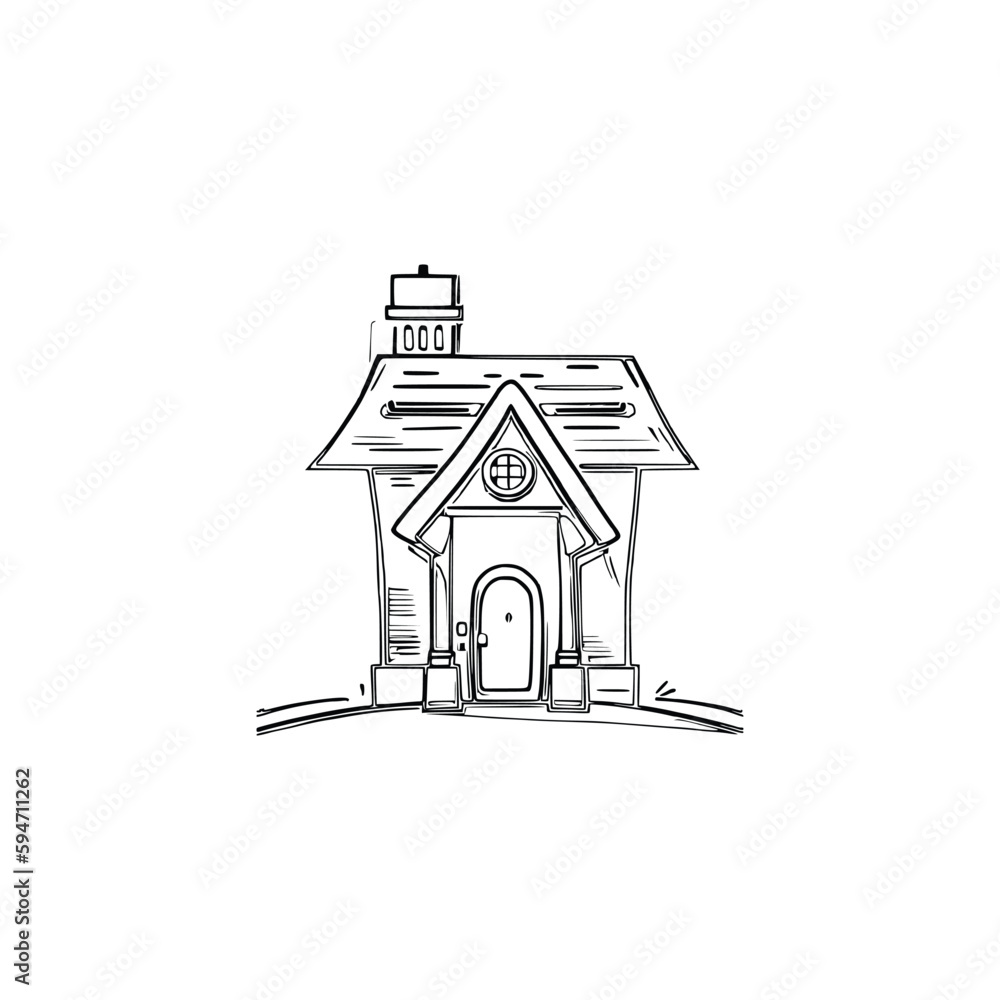 House coloring page, House line art, House coloring book for kids ...