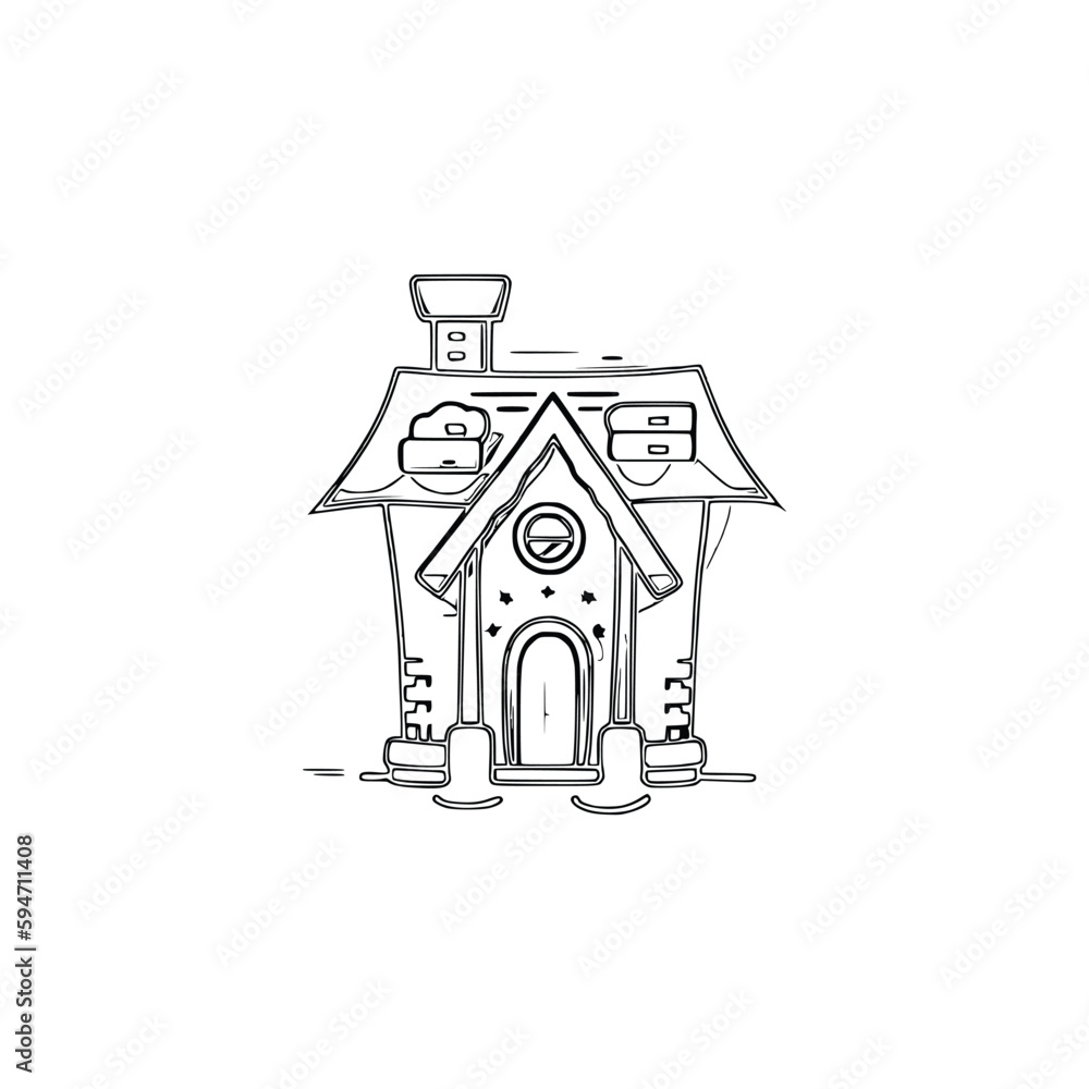 House coloring page, House line art, House coloring book for kids ...