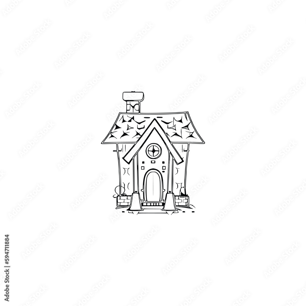 House coloring page, House line art, House coloring book for kids ...