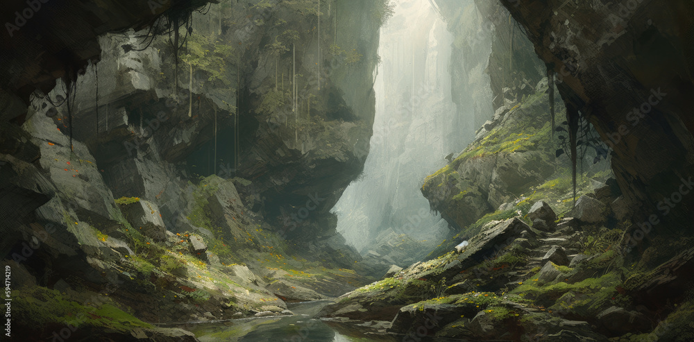 Deep down in forest canyon valley lies mysterious tunnels and caves ...