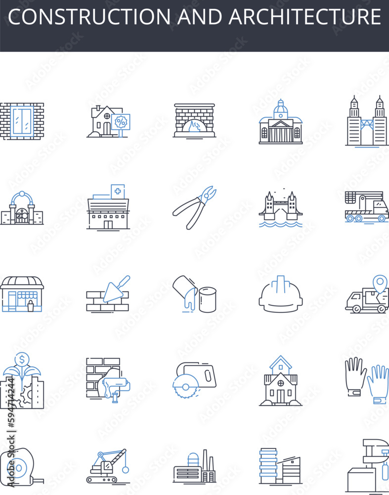 Construction And Architecture Line Icons Collection Customization Efficiency Personalization