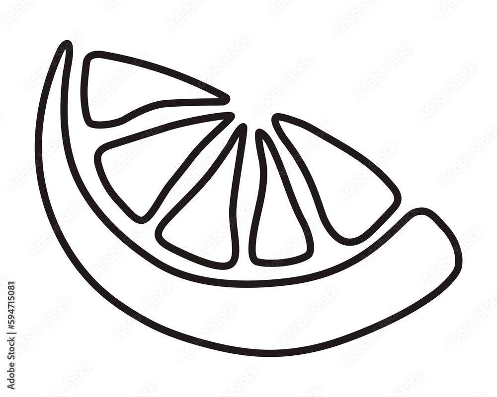 Orange slice hand drawn with thin line. Png clipart isolated on ...