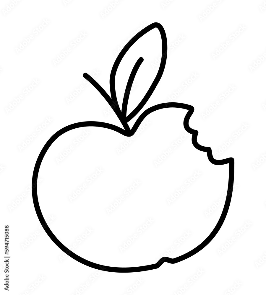Apple hand drawn with thin line. Png clipart isolated on transparent ...