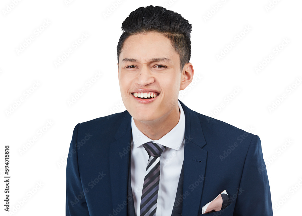 Portrait, businessman or curious facial expression isolated on a ...