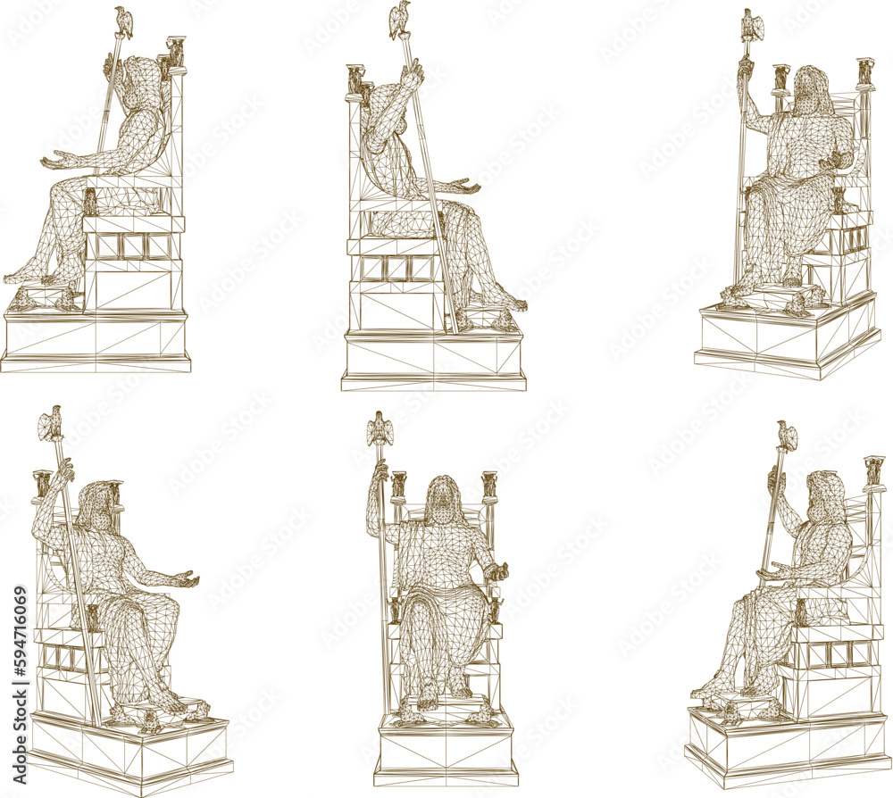 Vetor de Vector sketch illustration of greek god zeus on throne do ...