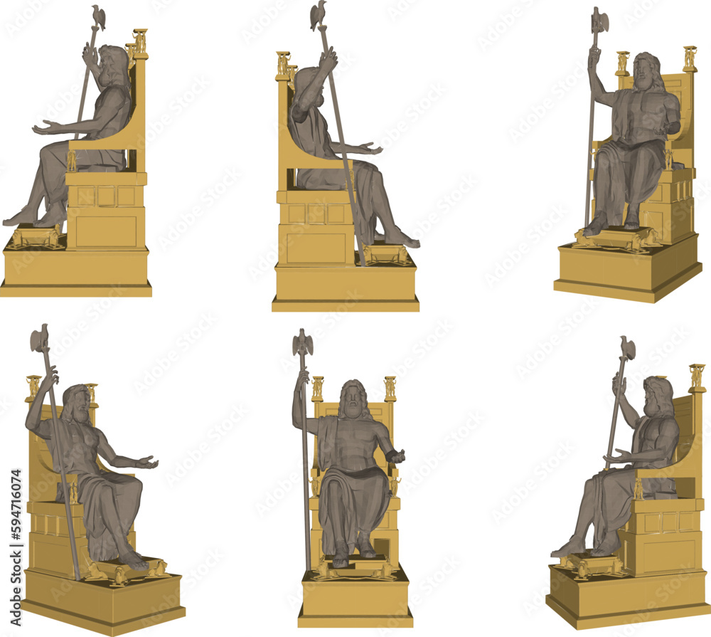 Vector sketch illustration of greek god zeus on throne Stock Vector ...