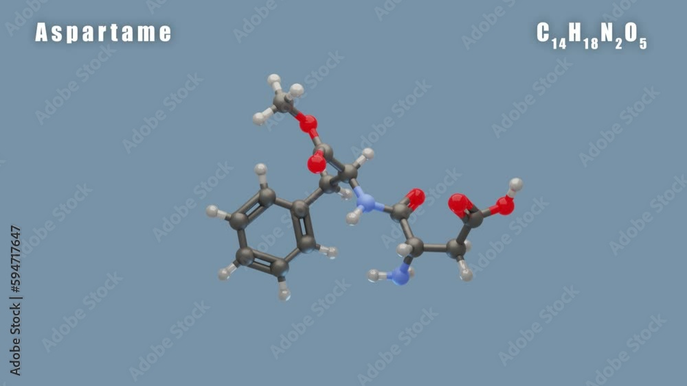 Vidéo Stock Aspartame molecule of C14H18N2O5 3D Conformer animated ...