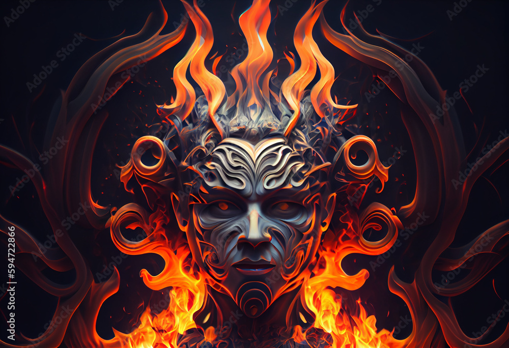 Beautiful abstract Fudo-Myo-O - god of fire and flames. Generative AI ...