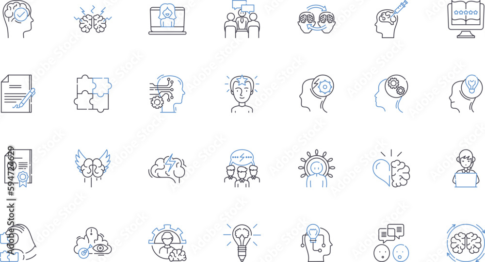 Mentality line icons collection. Attitude, Mindset, Perception, Belief ...
