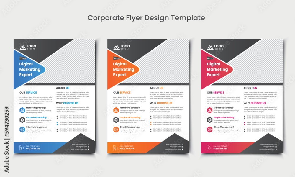 a bundle of 4 templates of a4 flyer, vector illustration template in A4 ...