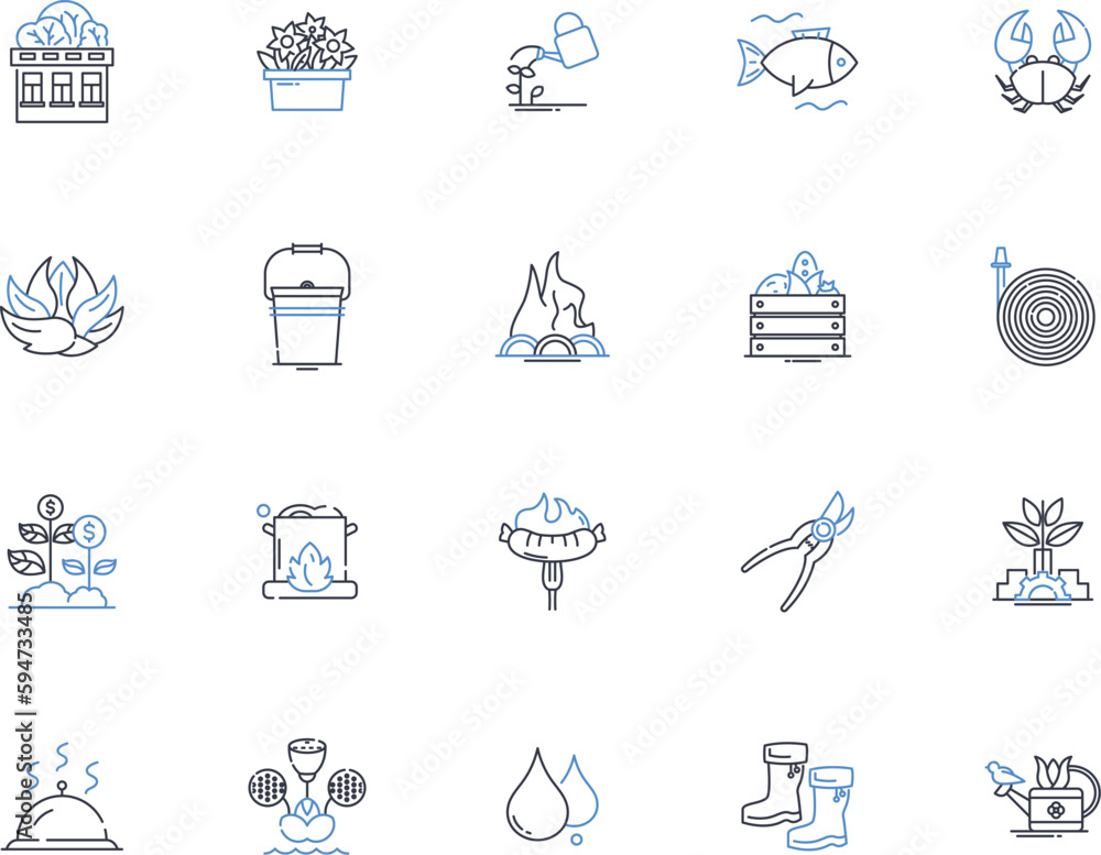 Livestock management line icons collection. Herding, Grazing, Breeding ...