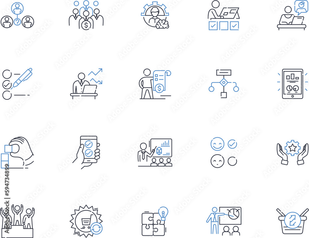 Operation line icons collection. Mission, Task, Strategy, Initiative ...